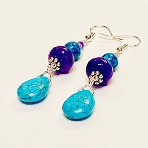 JK Designs | Jewelry | Bright Purple Jadeite Azurite Stone Earrings ...